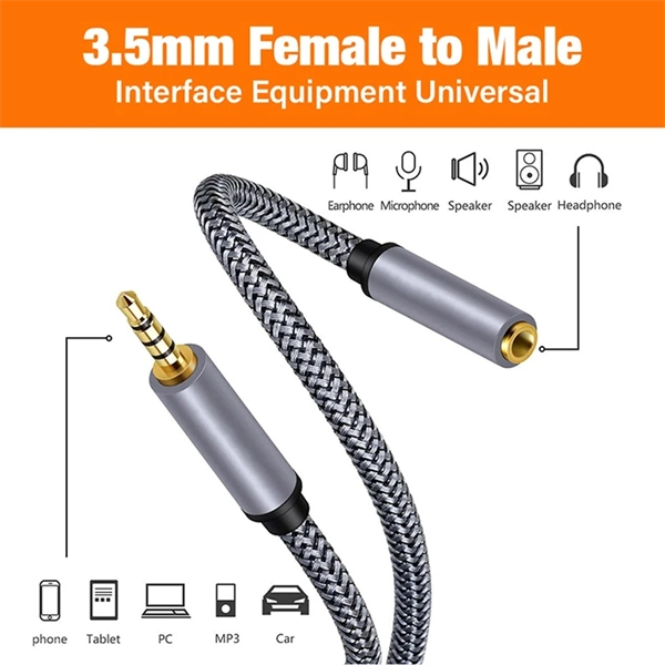 3.5mm Male to Female AUX Extension Cable – TRRS 4-Pole Audio Cord for ...