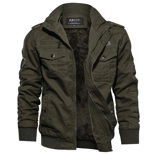 Men’s Winter Military-Style Fleece-Lined Jacket – Warm Tactical Cargo ...