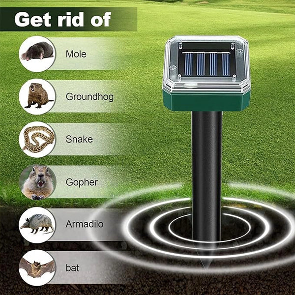 Solar-Powered Ultrasonic Animal Repeller – Outdoor Mole, Snake, Gopher ...