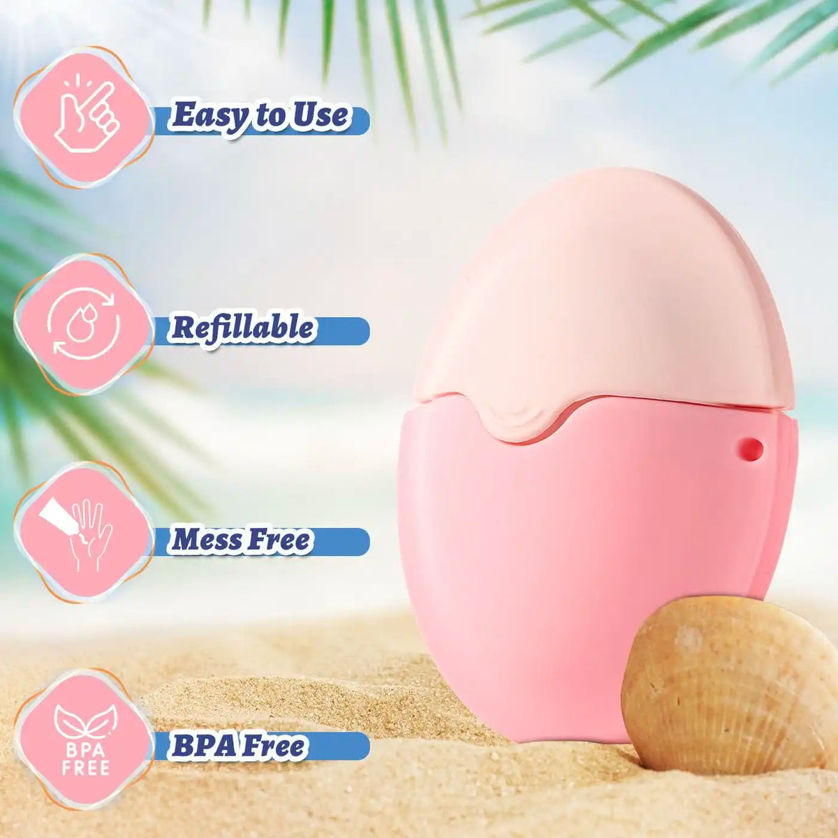 Travel Sunscreen Rollerball & Sponge Applicator - Detachable, Kid-Safe ...