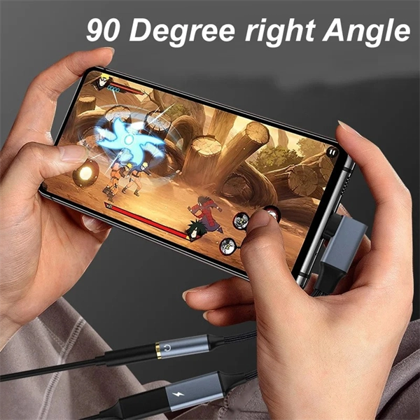 2-in-1 90° USB-C to 3.5mm Audio Adapter with 60W Charging – Headphone ...