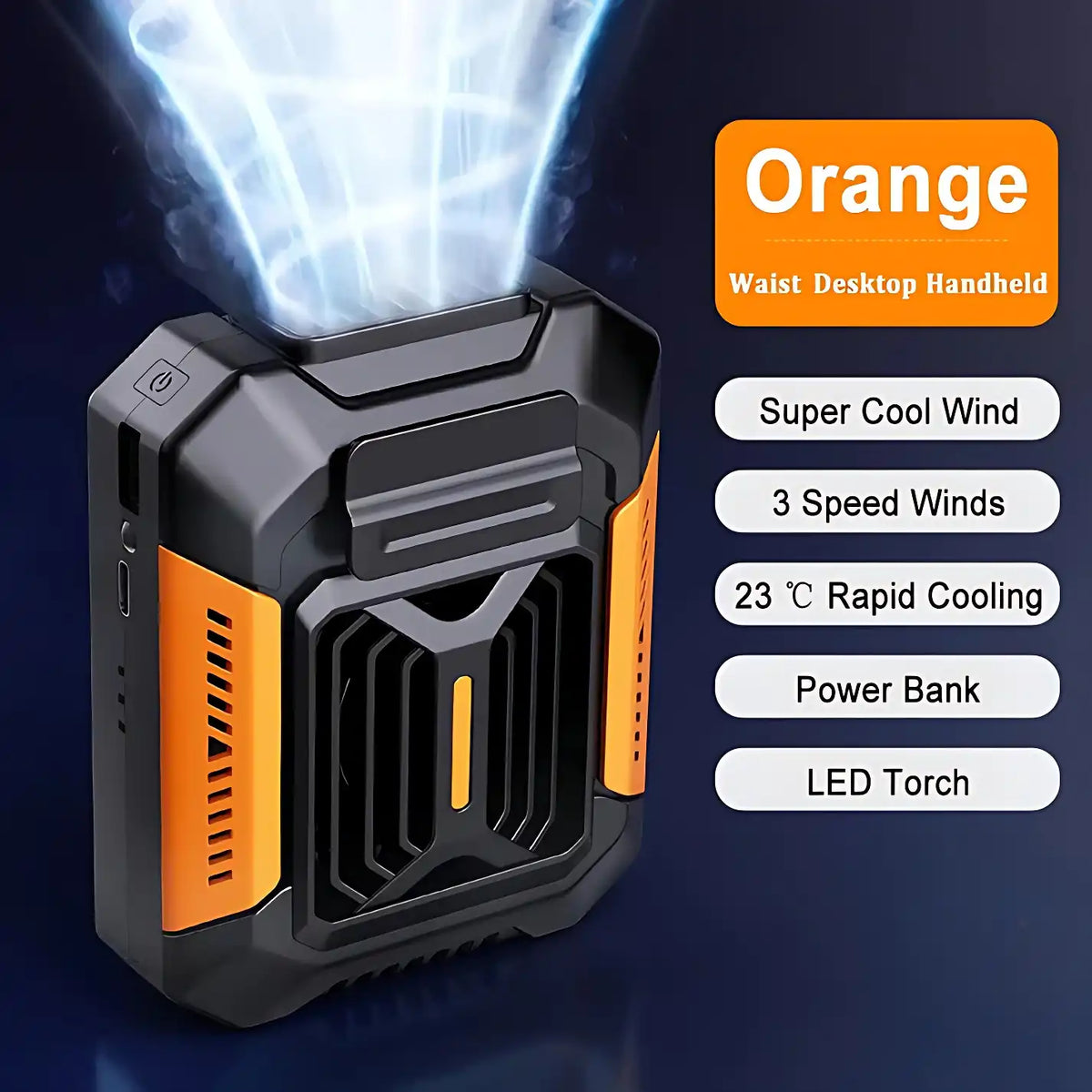 Ultra-Portable Waist Fan - Rechargeable 3-Speed Cooling, Doubles as Po ...
