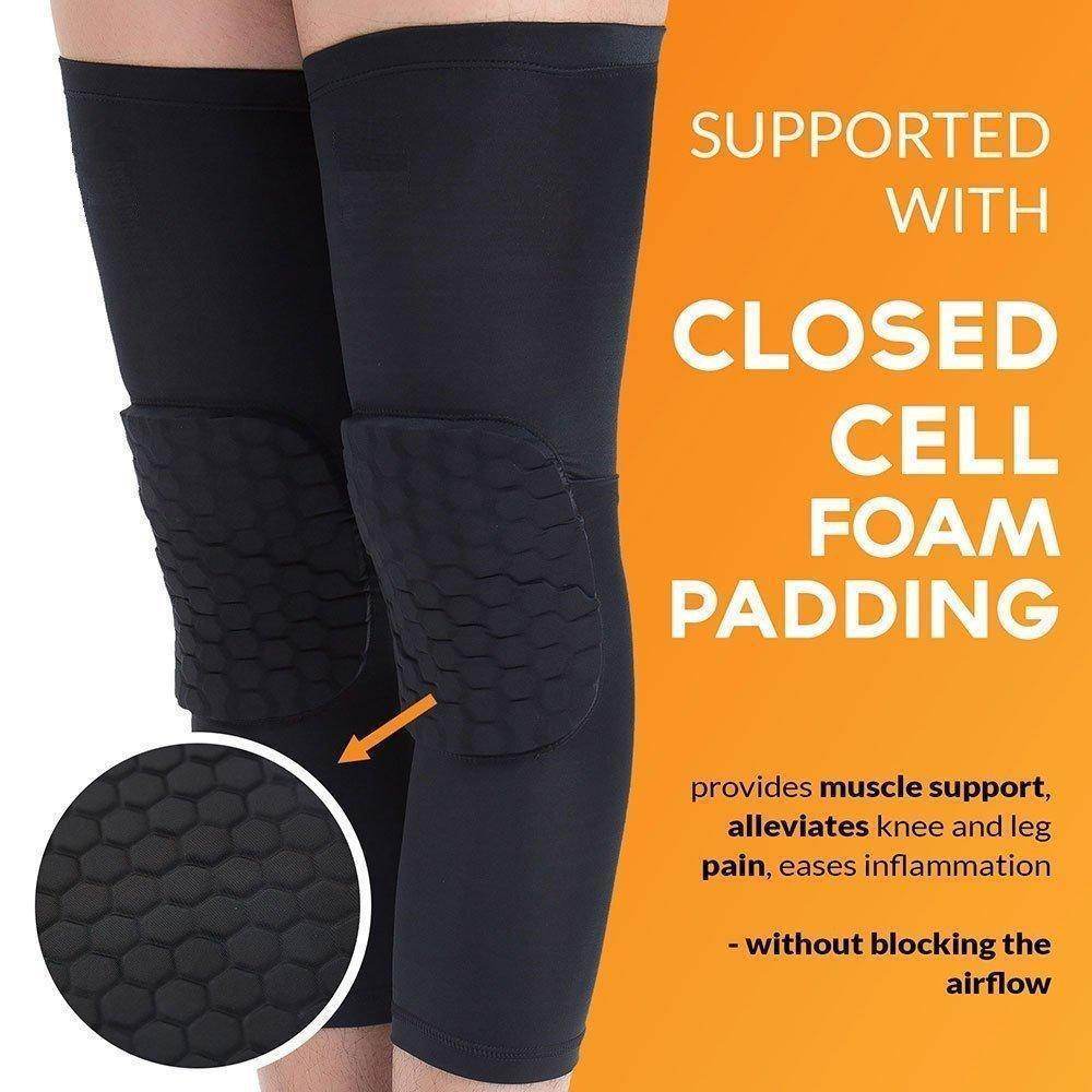 Padded Compression Knee Sleeves - Basketball & Wrestling HexPads ...