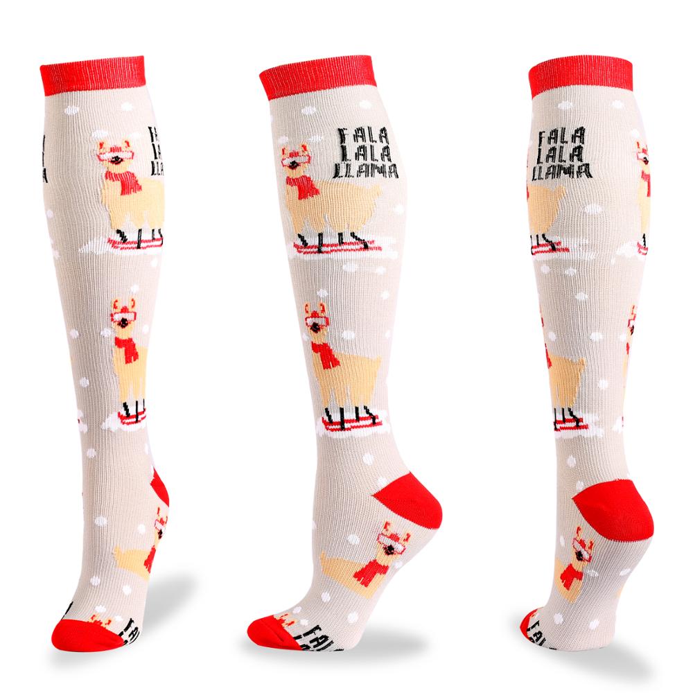 Autumn Winter Compression Stockings Christmas Cartoon Shaping Solid S ...